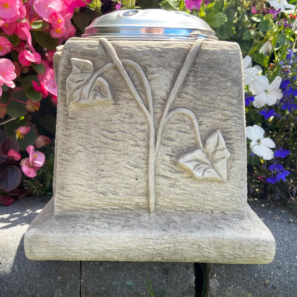 Stone Memorial Grave Vase In Loving Memory Antique Grey Flower Pot ...