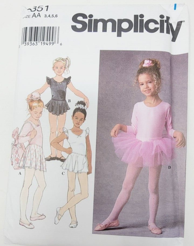 Simplicity 7351 Girls Balerina tights leotard tutu bag skirt sew Pattern Sz 3-6 | eBay