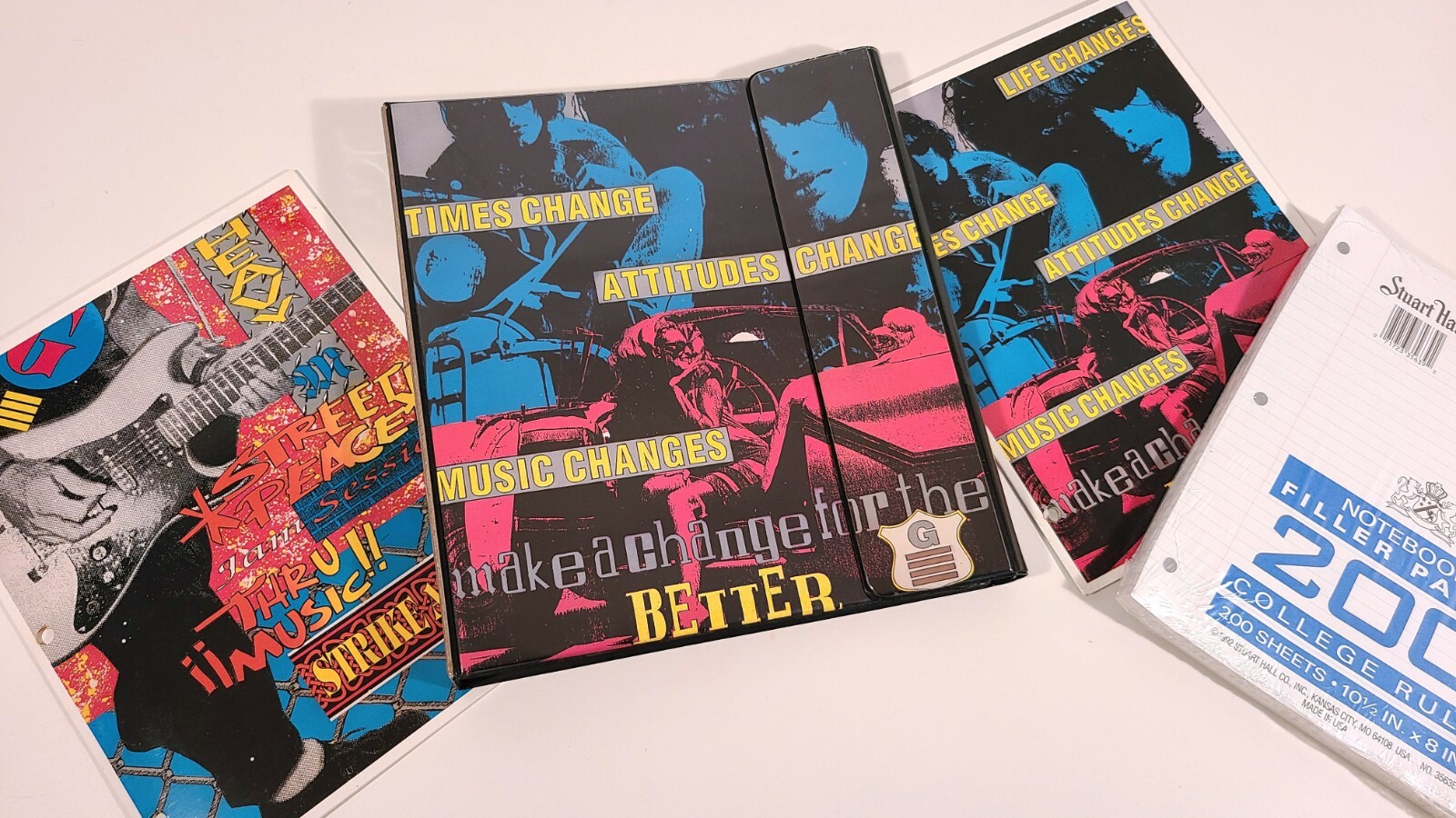 VINTAGE GITANO 3-RING BINDER TRAPPER KEEPER RETRO 1980s w/ FOLDERS ...