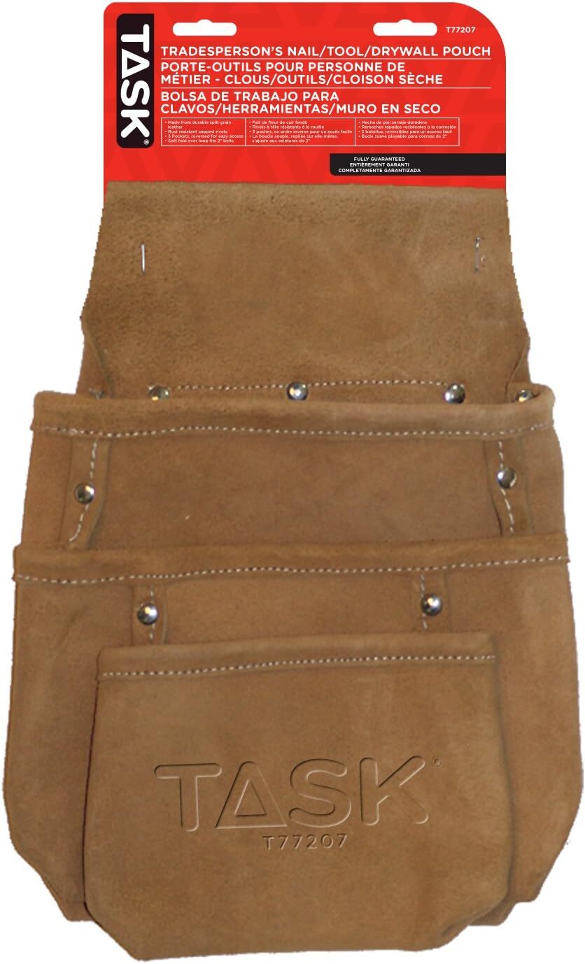 Task T77207 Tradesperson's Leather Nail/Tool/Drywall Pouch, beige,brown ...