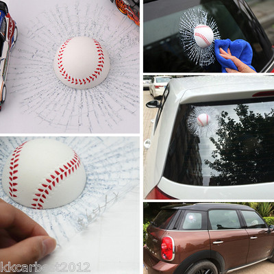 Car Glass Body 3D Baseball Hit Crack Adhesive stickers Broken Window ...