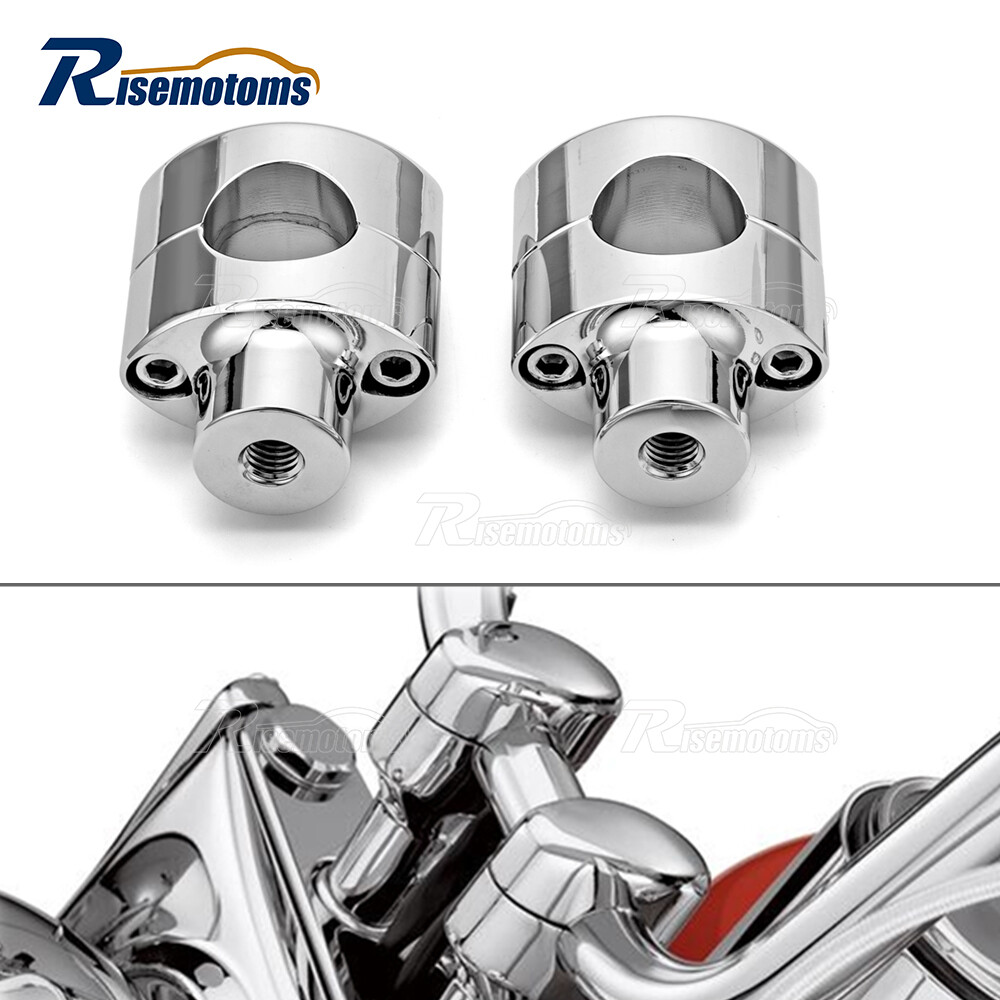 Chrome Hidden 2" Risers 1.25'' Handlebar Clamp For Harley Dyna FXDF ...