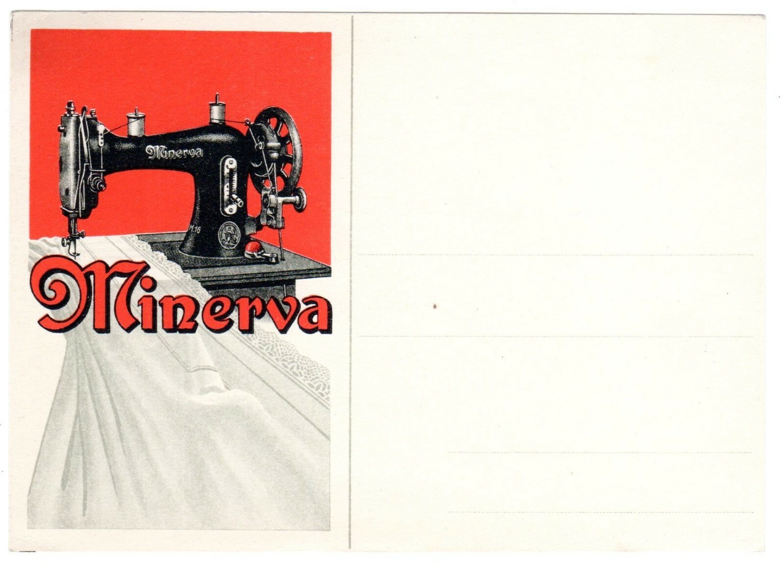 POSTCARD MINERVA SEWING MACHINE ADVERTISING (NP) | eBay