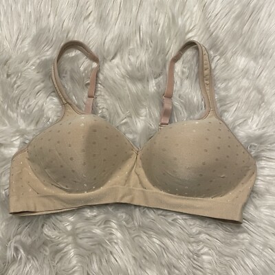 Bali 38B Bra Beige Comfort Revolution Wireless Back Closure Polka Dot ...