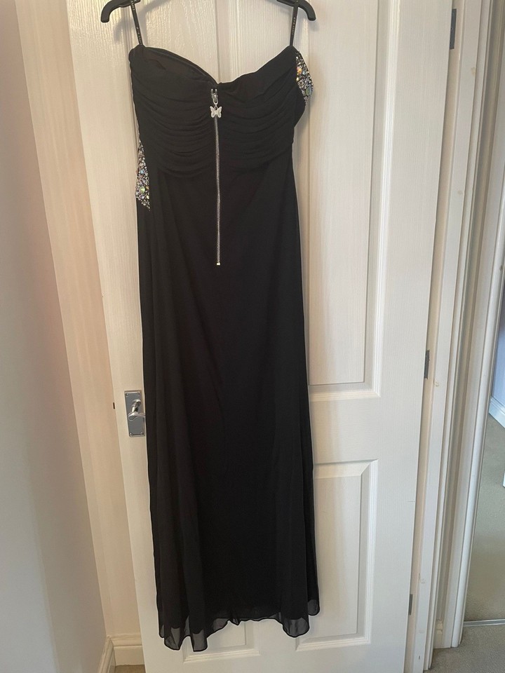 Lipsy Vip Long Black Evening Dress. Embellished Size UK 14. Worn Once ...