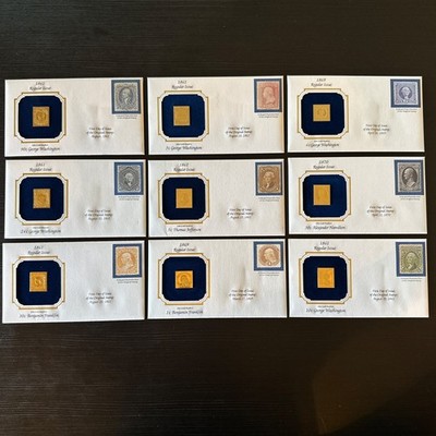 22kt Gold “Founding Fathers” replica stamps; Lot of 9. 1861-1870. | eBay