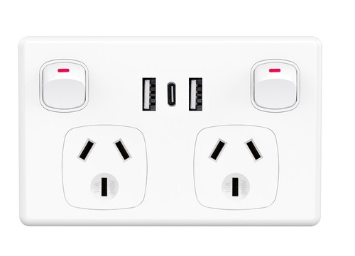 5 x Double Power Point 2 Dual USB & USB-C GPO FAST Charge 3.6 amp ...