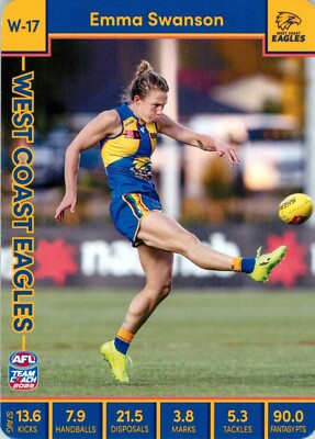 2023 West Coast Eagles AFLW TeamCoach Card - Emma Swanson | eBay Australia