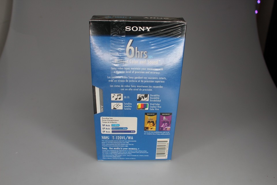 Sony 6 Hour Premium High Durability Blank VHF Tape Unopened T-120 NEW ...