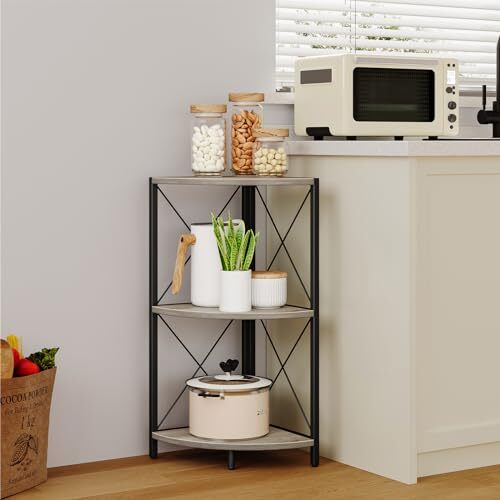 Corner Shelf for Desktop Corner Storage Organizer with Metal 3-Tier ...