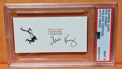 Phil Knight Autograph Lebron James PSA 9 MINT Signed Nike Business Card ...