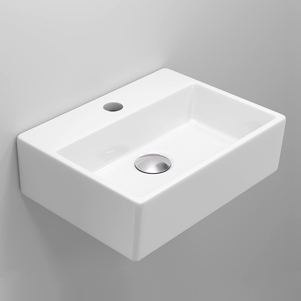 Bathroom Wash Sink Basin Small Cloakroom Wall Hung Square White 400 x ...