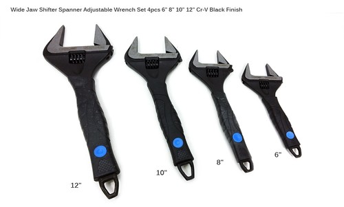 Wide Jaw Shifter Spanner Adjustable Wrench Set 4pcs 6 8 10 12 Cr-V ...