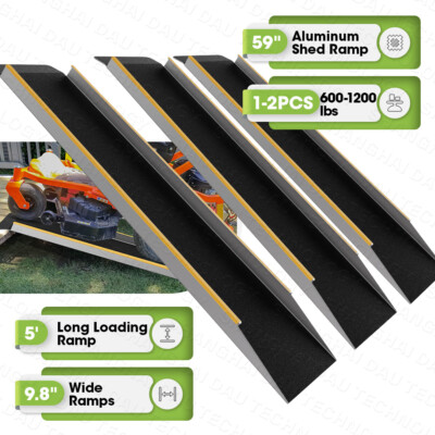 1/ 2PCS 59" Aluminum Shed Ramp 5' Long Loading Ramp 9.8" Wide Ramps for ...