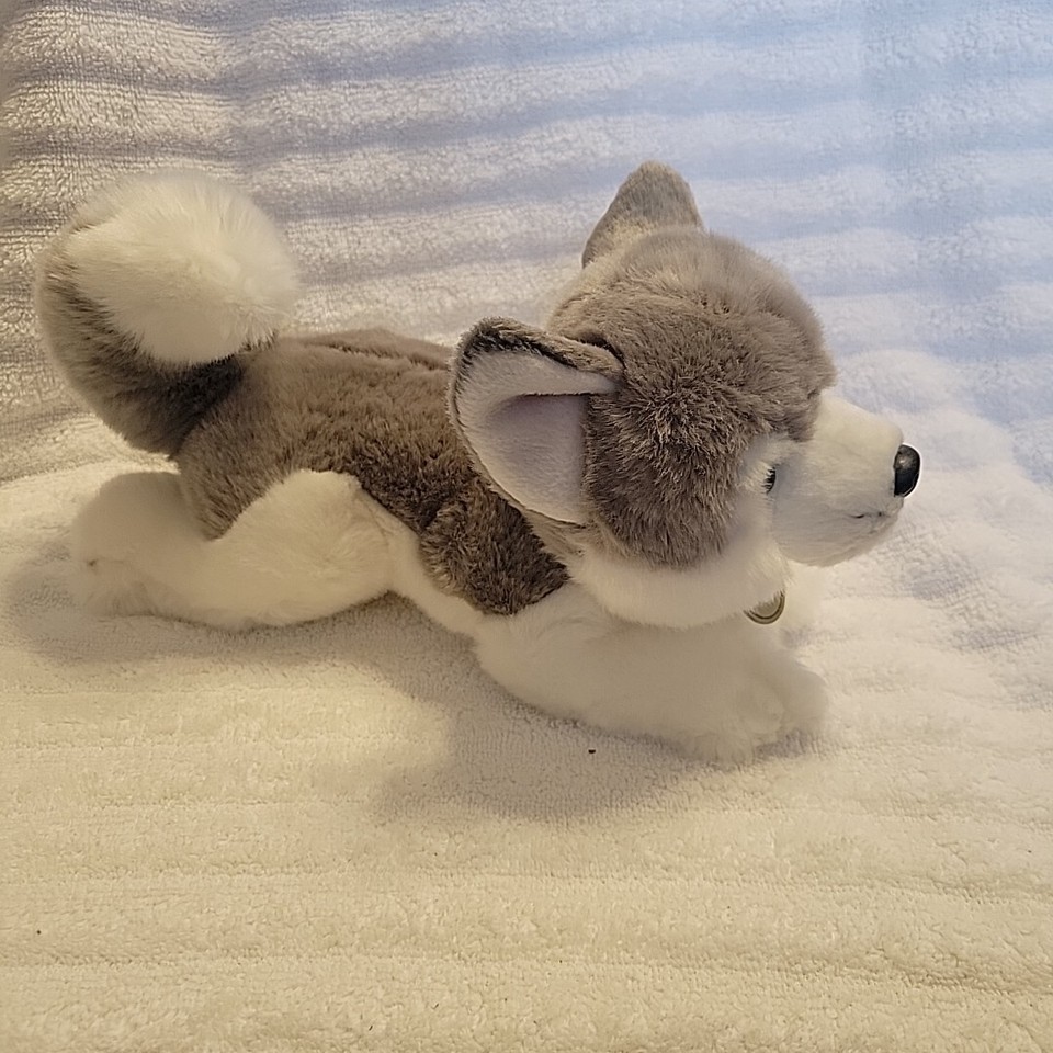 Miyoni Tots Aurora Wolf Husky Dog Plush 7 Inch Gray White Stuffed ...