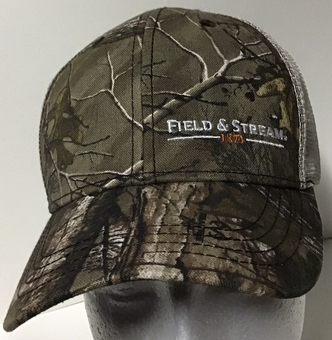 Field & Stream 1871 Camo Adjustable Trucker Cap Hat White Mesh Back | eBay