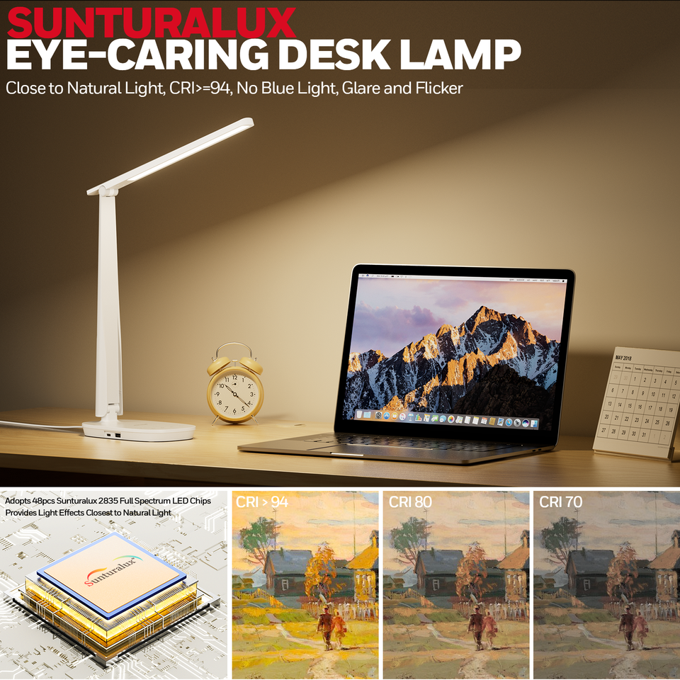 Honeywell LED Desk Lamp Dimmable Desk Light USB A+C Charging Port ...