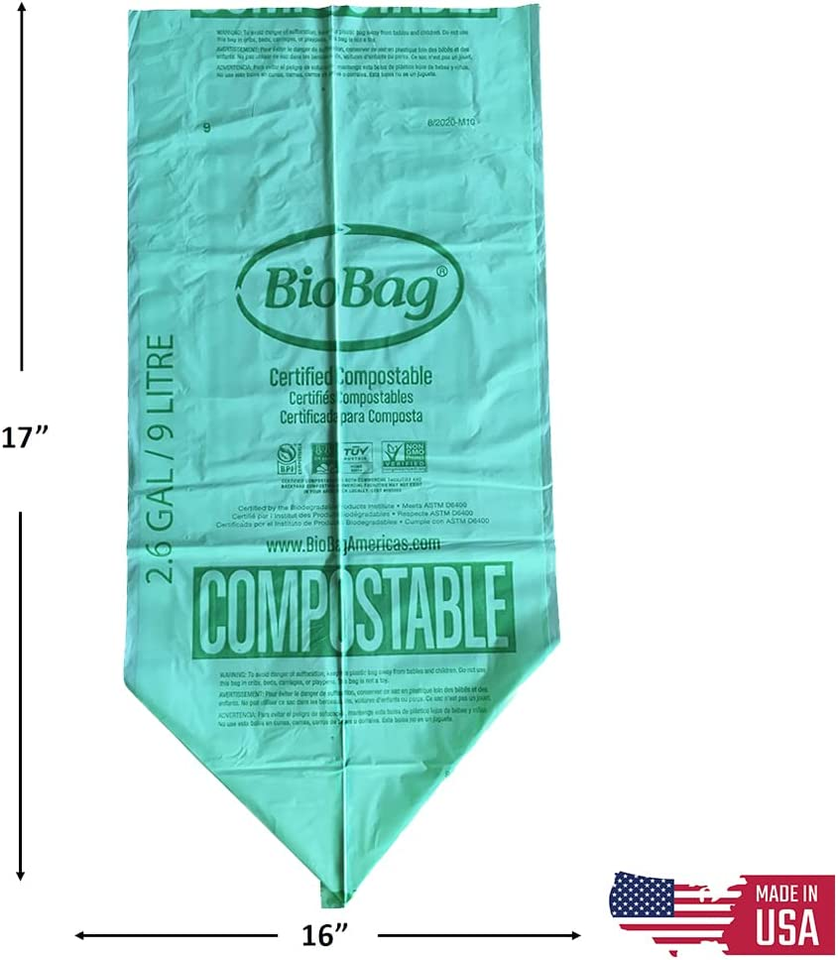 Biobag USA the Original Compostable Bag 2.6 Gal Compost Food Waste Eco ...
