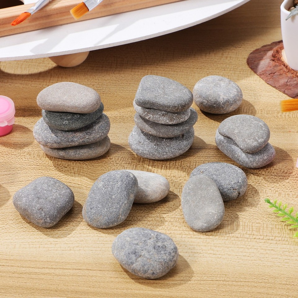 20 Pcs White Base Painting Stone Rock Pebbles DIY Craft Stones Crafts ...