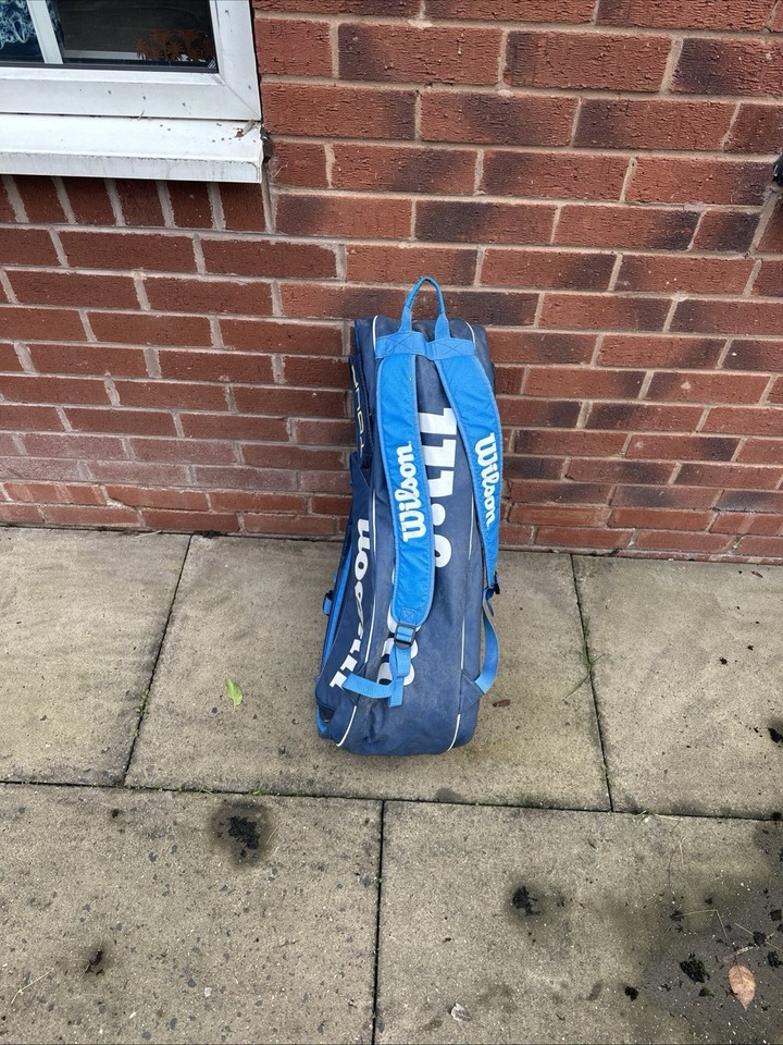 Wilson Tour Tennis Bag Rackets Blue White VGC Sports Straps Durable ...