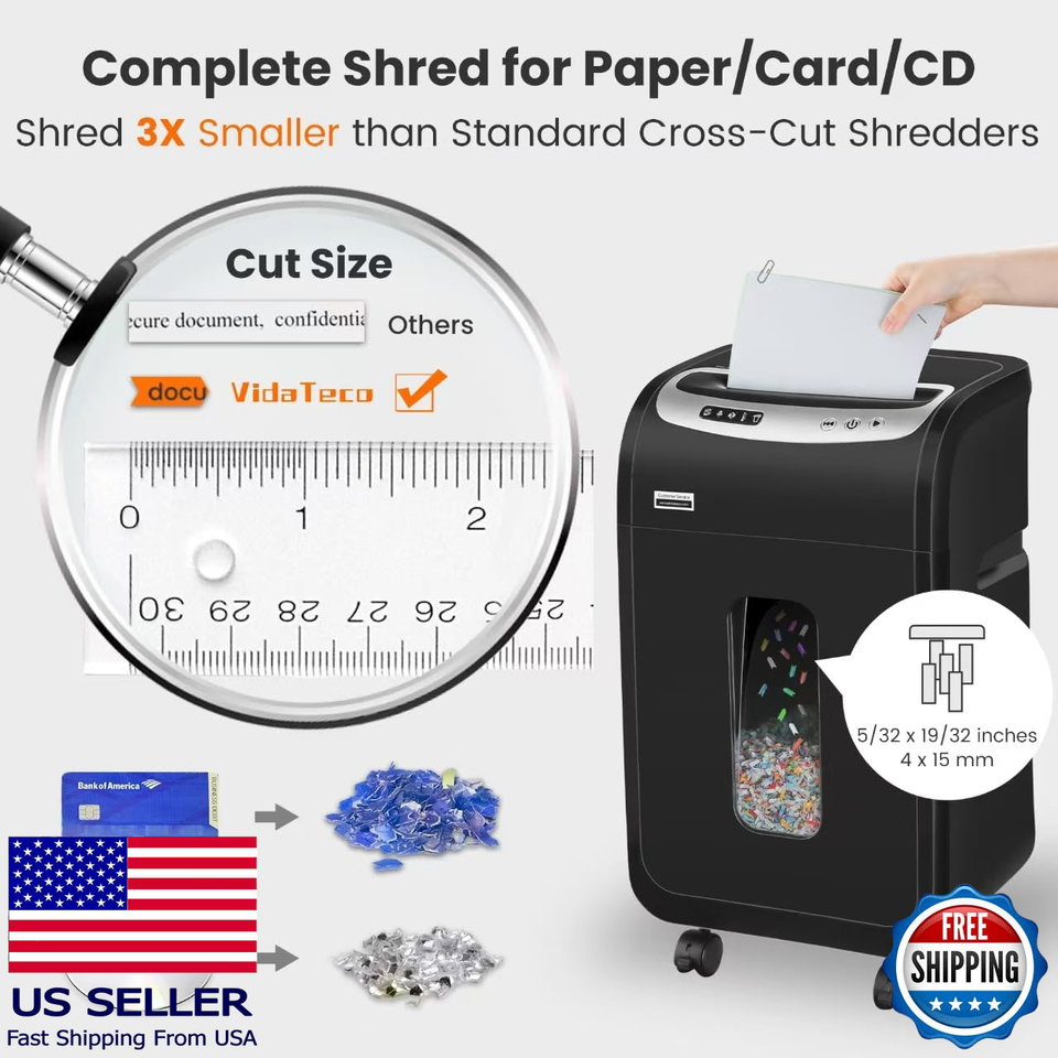Heavy-Duty Home Office Paper Shredder, 18-Sheet Micro Cut, 60 Min Run ...