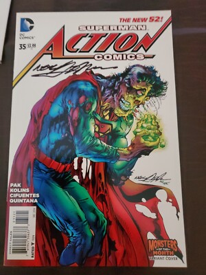 Signed Action Comics #35 2014 NM 2nd Series Greg Pak Neal Adams DC ...