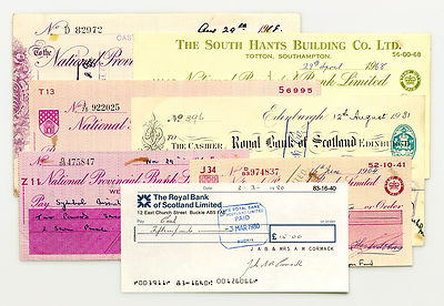 7 different UK Great Britain checks 1900's nice used | eBay