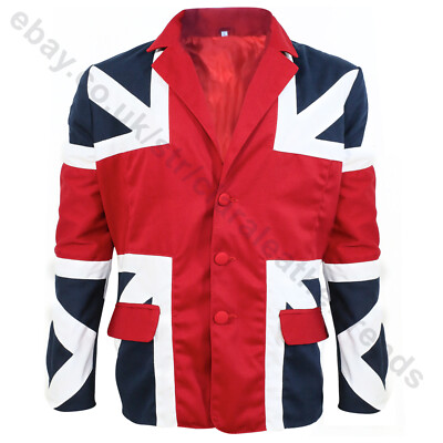 UK MEN'S 60s 90s UNION JACK BLAZER COTTON JACKET Coronation Who Pete ...