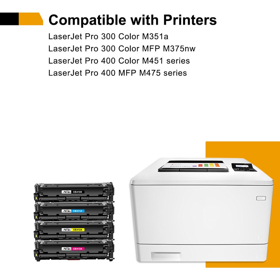 5PK CE410A Toner Set For HP 305A LaserJet Pro 400 Color M451dn M451dw ...