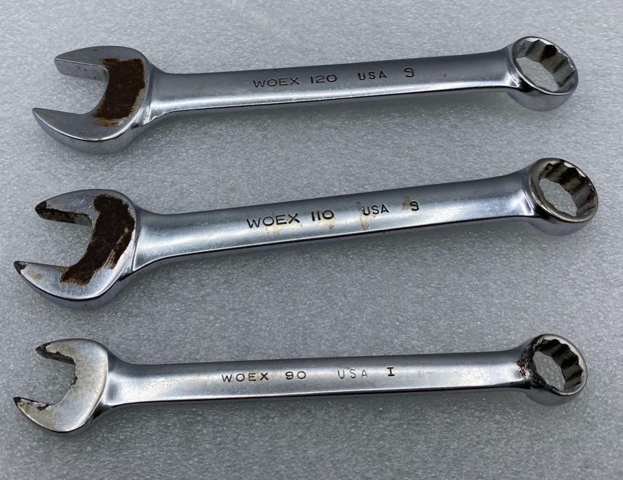 SNAP-ON LOT OF 3 WOEX 120,110,90 BRITISH STANDARD COMBINATION 12 POINT ...