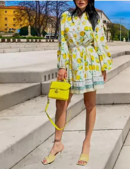 BNWT H&M Lemon print macrame-belt dress XS S M L XL XXL | eBay