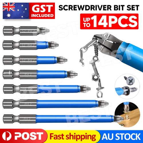 7/14 Pcs Magnetic Anti-Slip Drill Bit PH2 Cross Bits Set Screwdriver ...