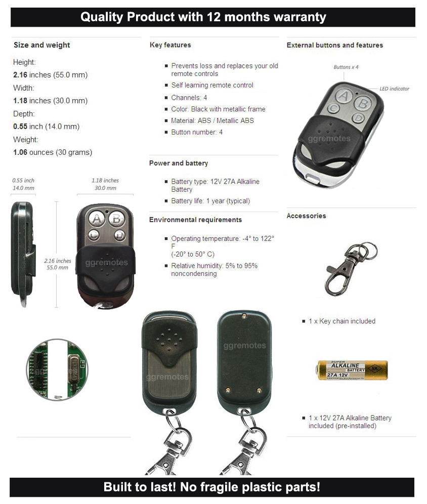 Remote control addon kit for merlin powerlift model 2600p 1/3 ...