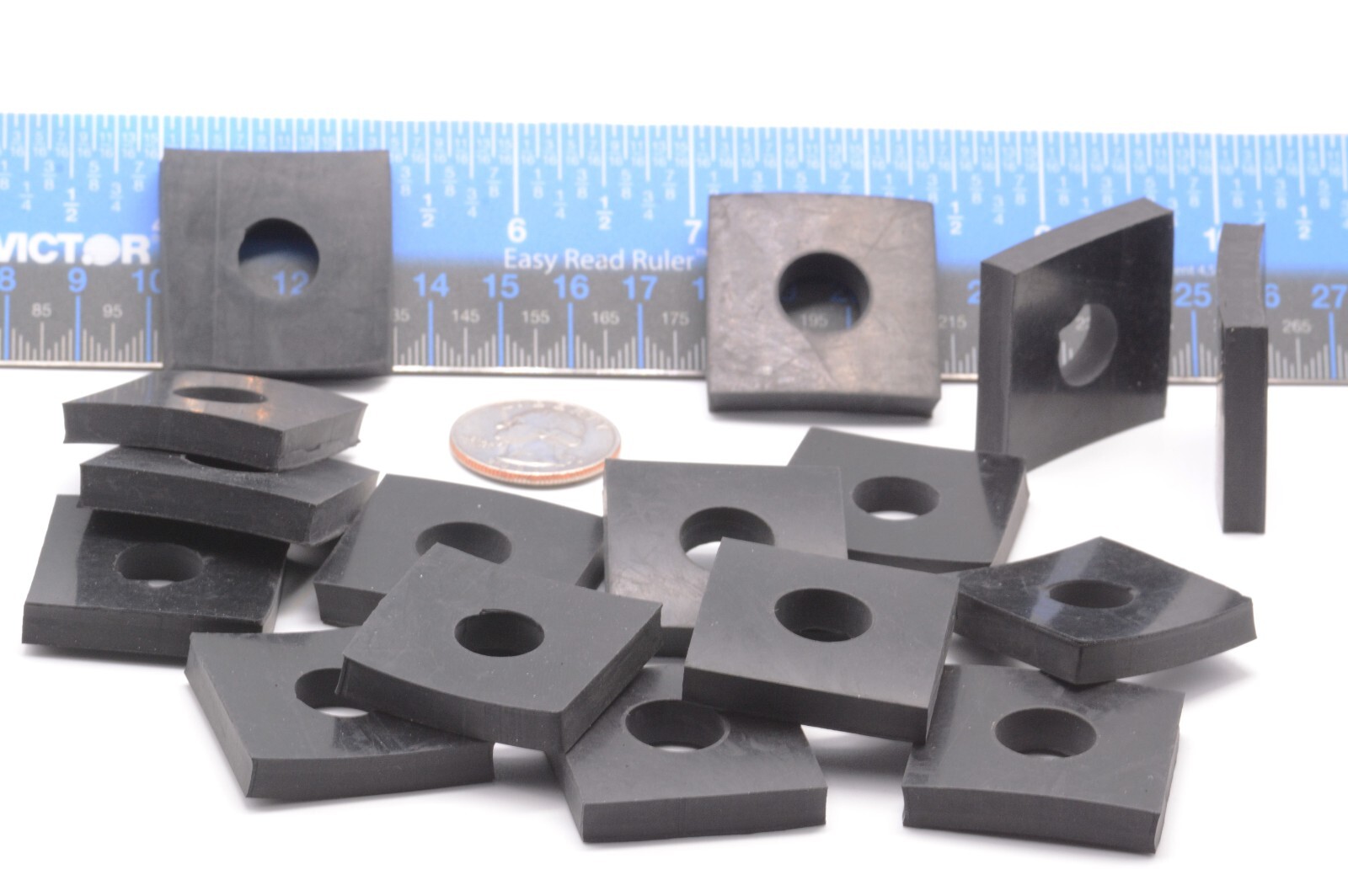 1 1/4" Square x 1/8" Thick Rubber Pads, Square Rubber Gaskets Rubber ...