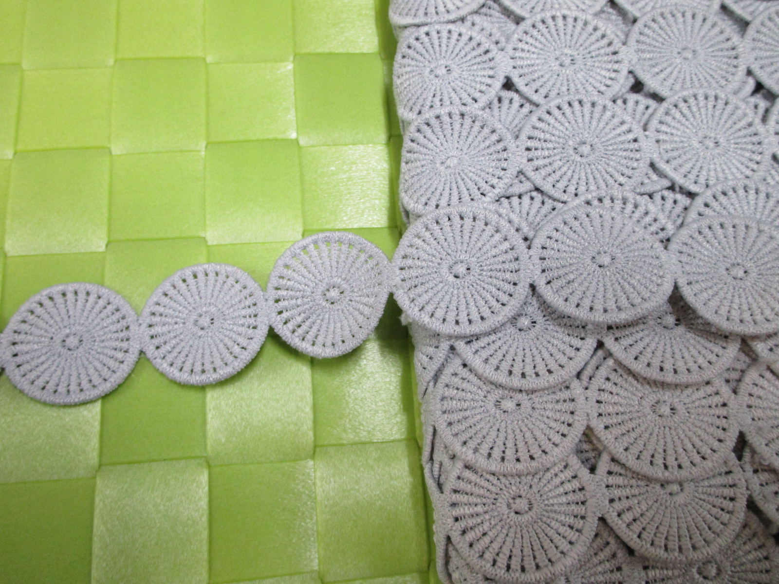 2 yards in 1" width in light gray color high end crochet poly trim w ...