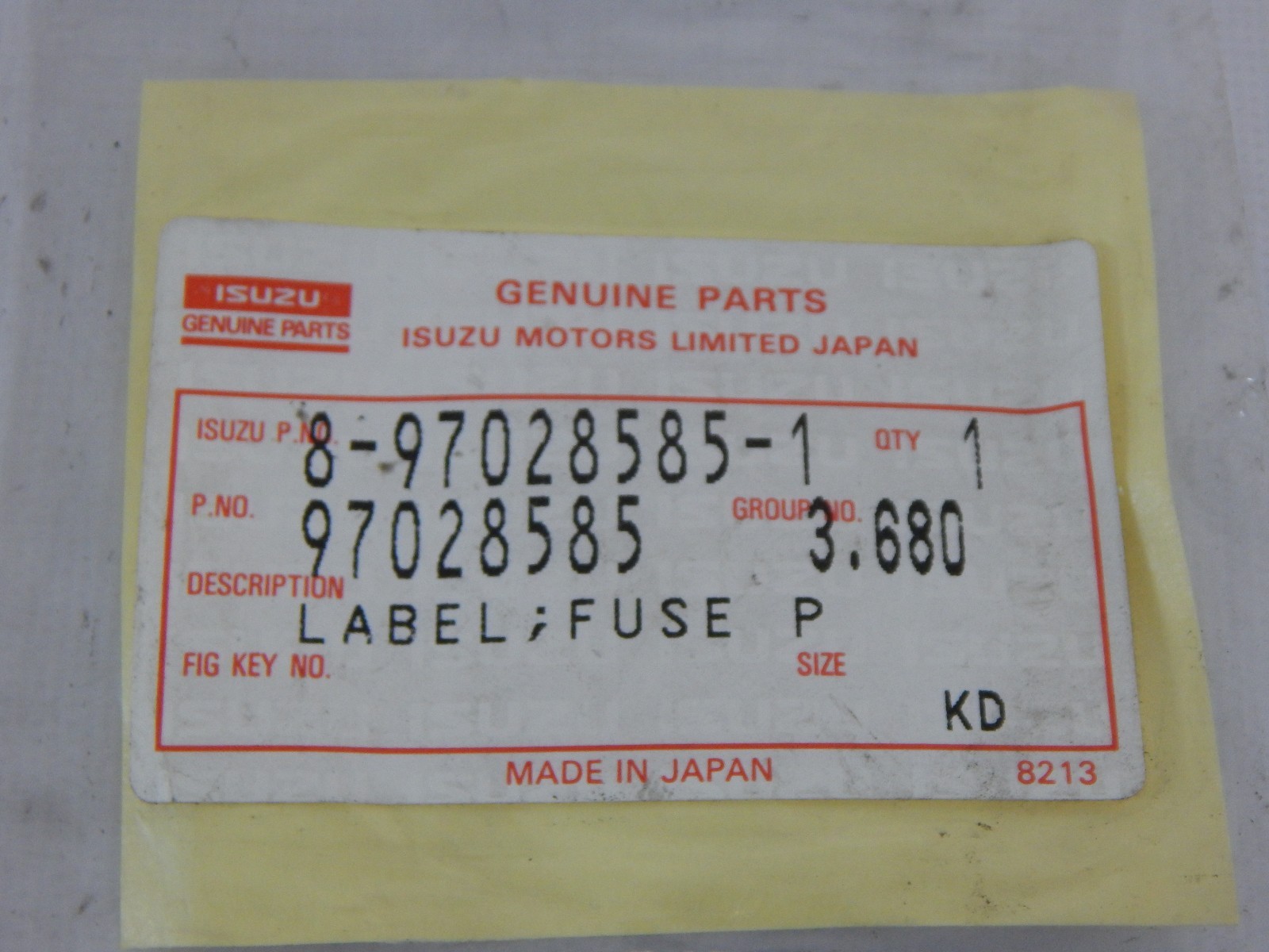 New OEM 1992-1995 Isuzu Rodeo Fuse Position Info Label Sticker Diagram ...