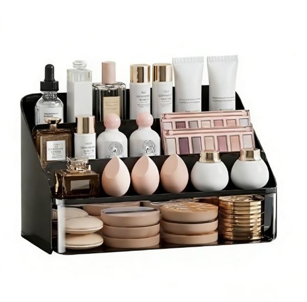 Makeup Storage Organizer with Large Capacity and Dustproof Sliding ...
