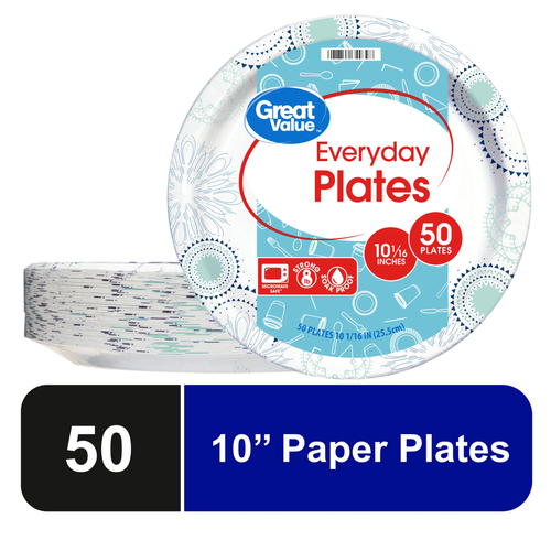 Great Value Everyday Disposable Paper Plates, 10", 100 Count | eBay