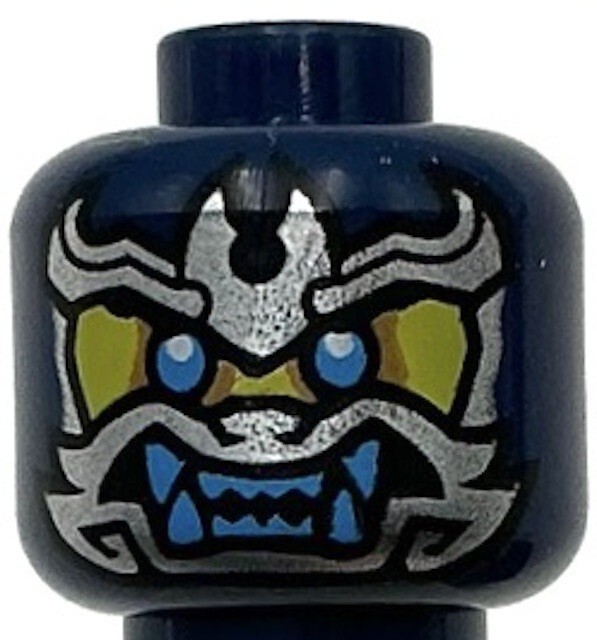 Lego New Dark Blue Minifigure Head Dual Sided Yellow Face Silver ...
