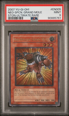 2007 YUGIOH STON-EN005 NEO-SPACIAN GRAND MOLE ULTIMATE RARE PSA 9 MINT ...