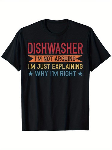 Funny Profession Quote Dishwasher T-Shirt, Men'S Casual Fashion T-Shirt ...