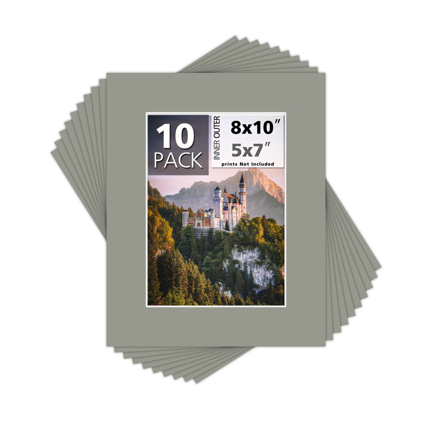 10 Pack 8x10 Color Picture Mats for 5x7 Photo Bevel Cut Acid Free White ...