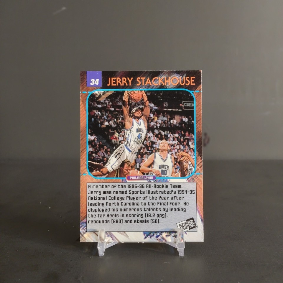1996 Press Pass Jerry Stackhouse #34 North Carolina Tar Heels | eBay