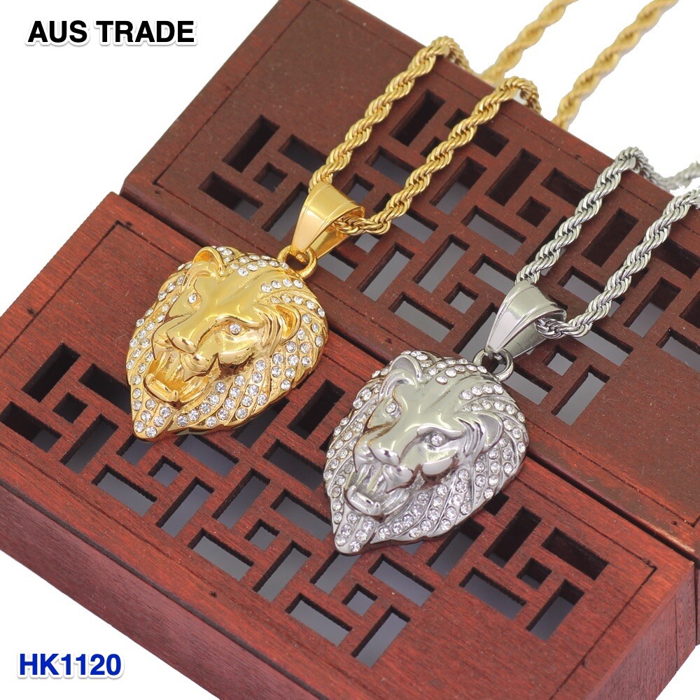 Hip Hop Jewellery Silver Lion Head Pendant Necklace 3mm 60cm Rope Chain ...