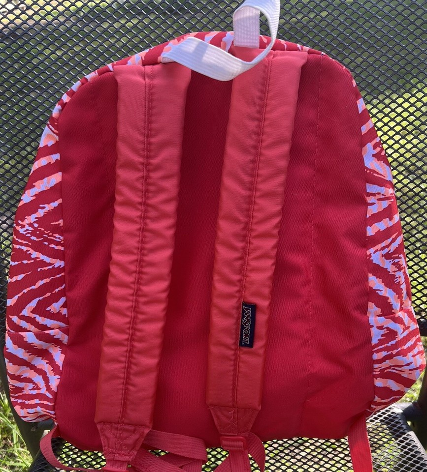Jansport Student Backpack Orange White Zebra Chevron Striped Pockets ...