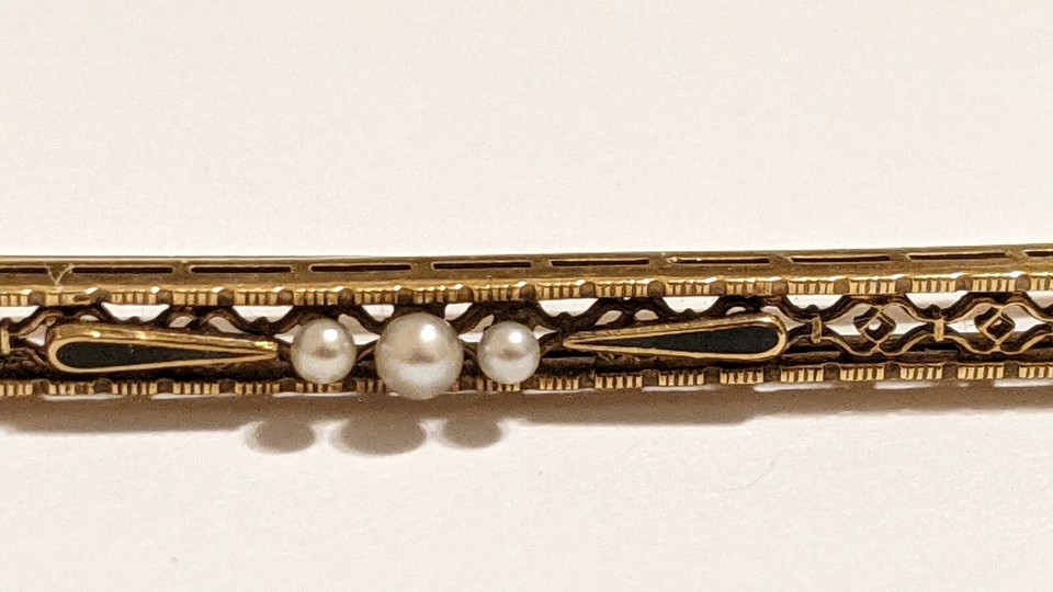 VINTAGE SEED PEARLS 14K YELLOW GOLD PIN BROOCH SIGNED HALLMARKED 2.95 ...