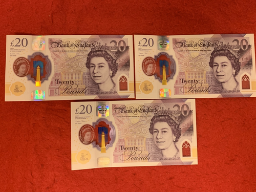 Queen Elizabeth II Uncirculated Polymer £20 Banknotes x 3 Running ...