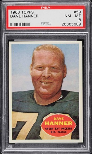 1960 Topps FB Card # 59 Dave Hanner Green Bay Packers HOF PSA 8 NM-MT ...