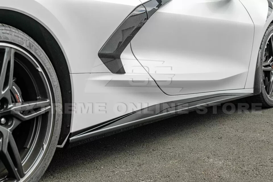 Pair Performance Style Side Skirts For 20-Up Corvette C8 CARBON FLASH ...