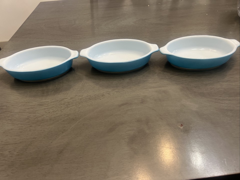 Vintage Pyrex 700 Horizon Blue Pixie dish Set Of 3 Excellent Condition ...